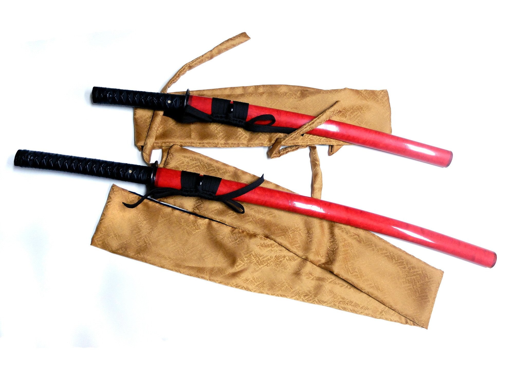 Daisho (katana and wakizashi pair) with red rice paper saya ...